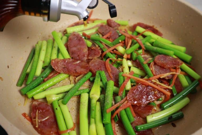 Stir Fried Garlic Scapes With Chinese Sausage - Culinary Ambition